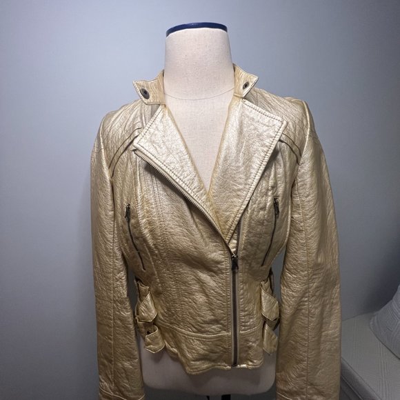 a.n.a | Jackets & Coats | Ana A New Approach Faux Leather Metallic Gold ...